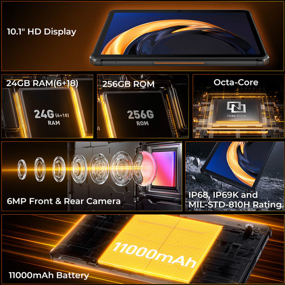 Oukitel RT9 Rugged Tablet 10.1-inch 2K 11000mAh Big Battery 16MP Camer ...